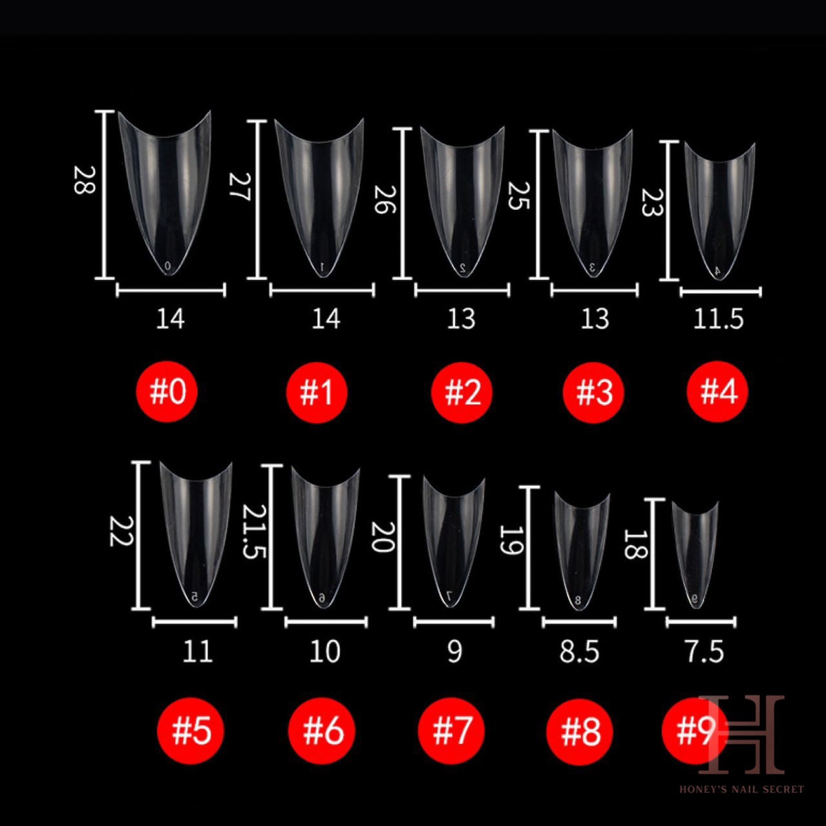 PRO MEDIUM ALMOND TIPS NON C-CURVE ( 500pcs) – HONEY'S NAIL SECRET